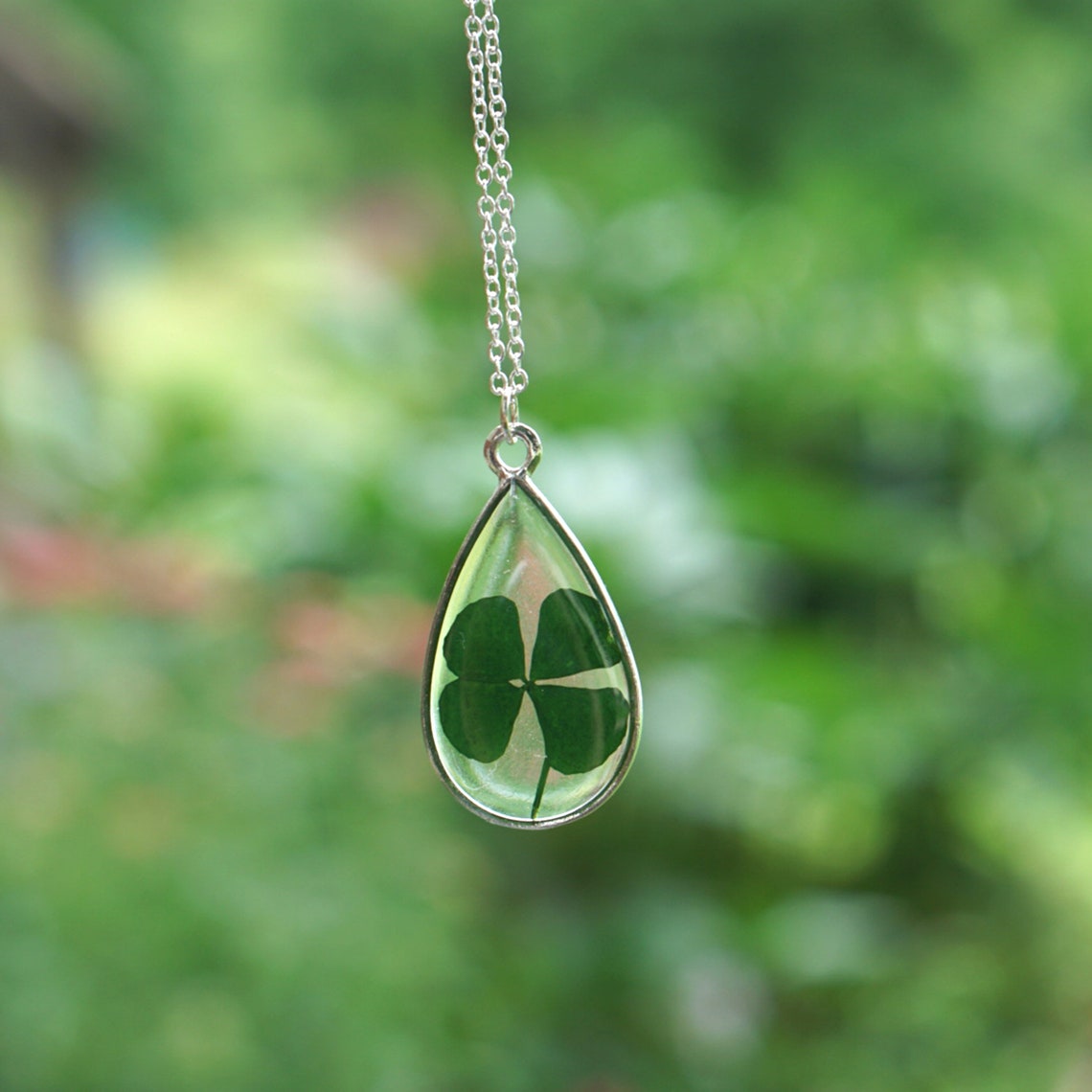Four Leaf Clover Necklace Real Botanical Necklace 4 leaf | Etsy