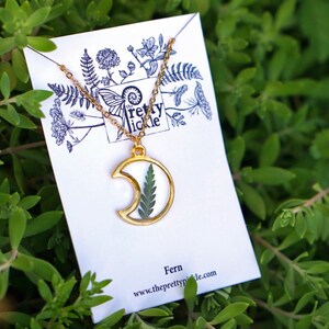 Moon Fern Necklace, Botanical Moon, Gold Moon, Fern Moon, Forest Moon ...