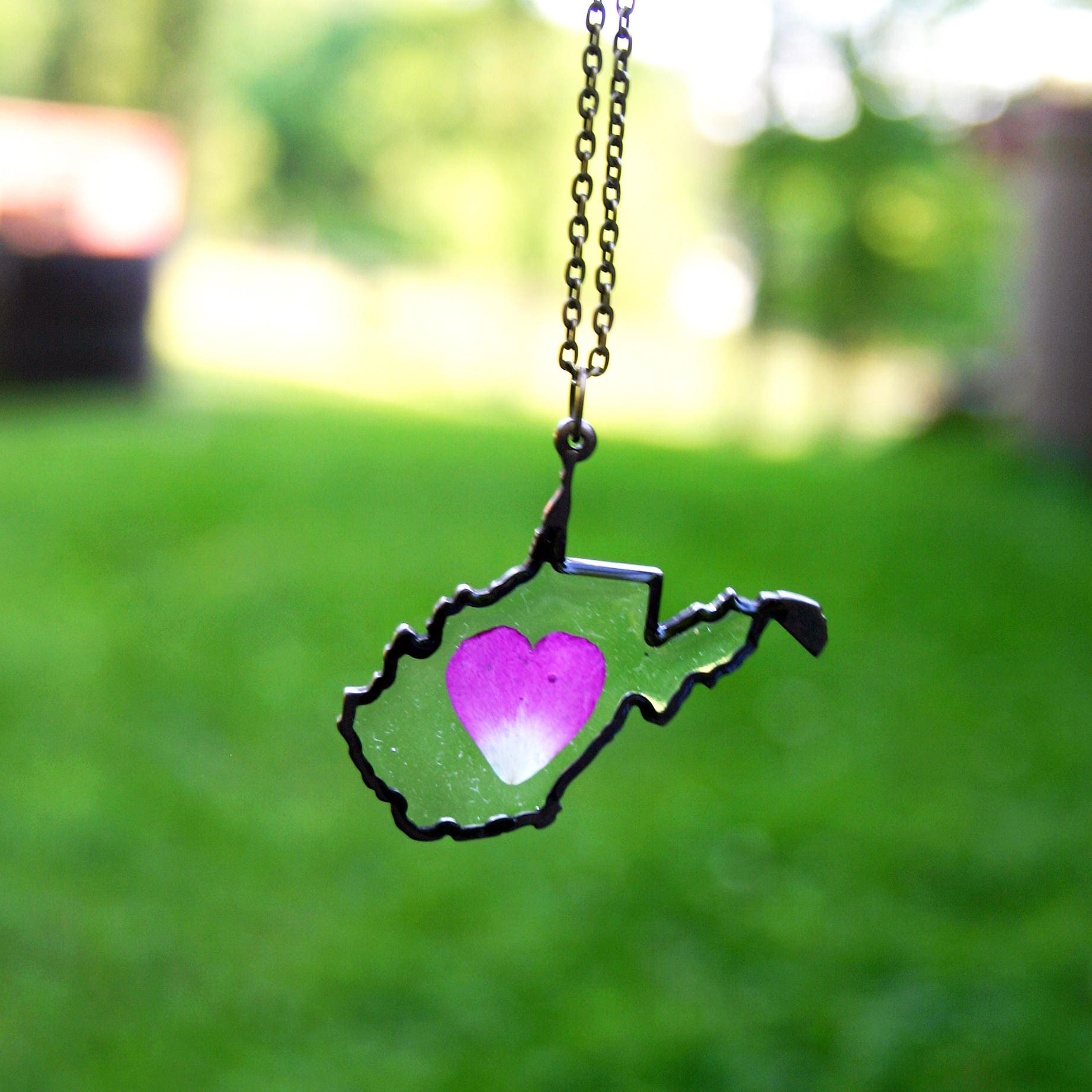 West Virginia Pendant Necklace, WV Botanical, Botanical Jewelry ...