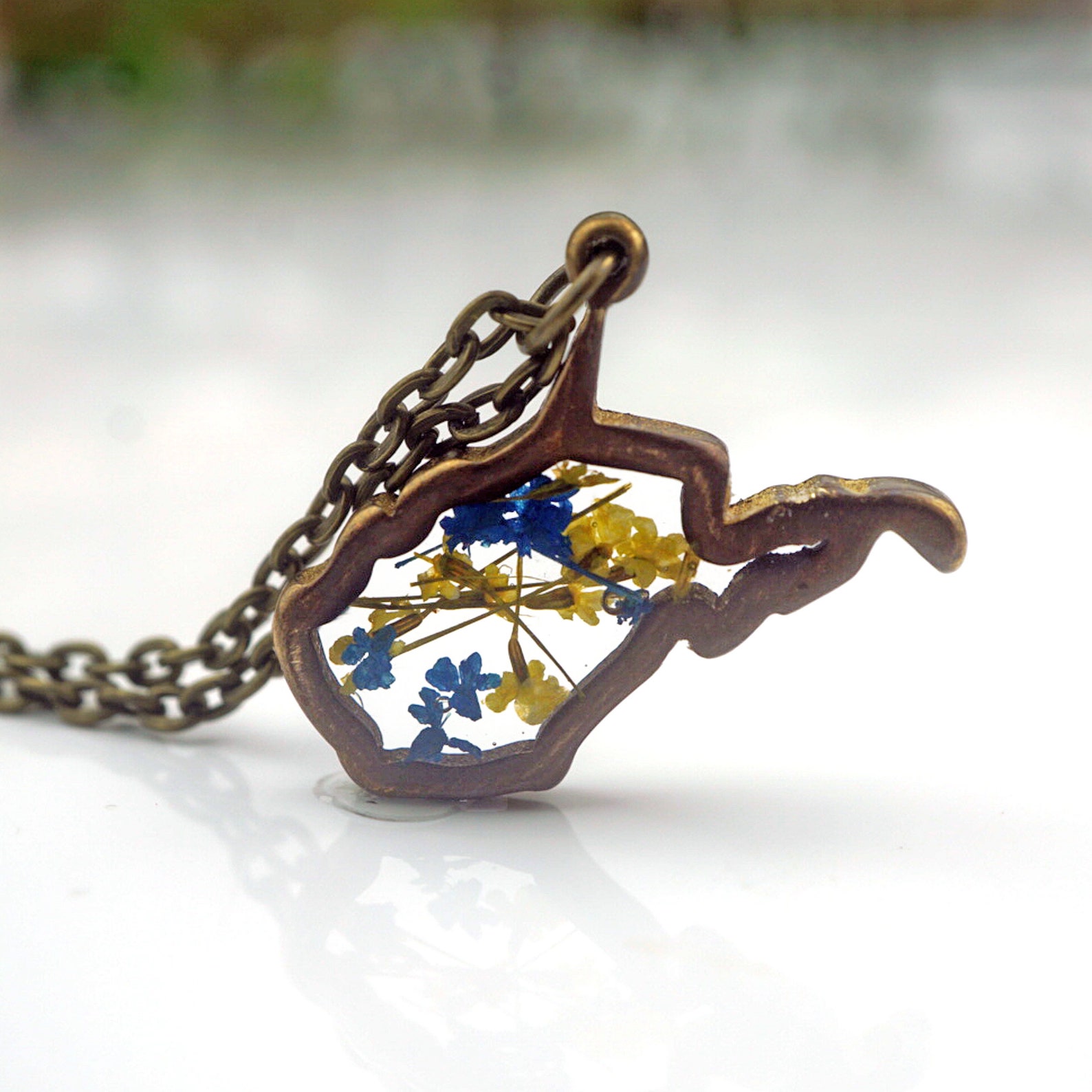 Small West Virginia Pendant Necklace, WV Botanical, Botanical Jewelry ...