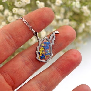 Small West Virginia Pendant Necklace, WV Botanical, Botanical Jewelry ...