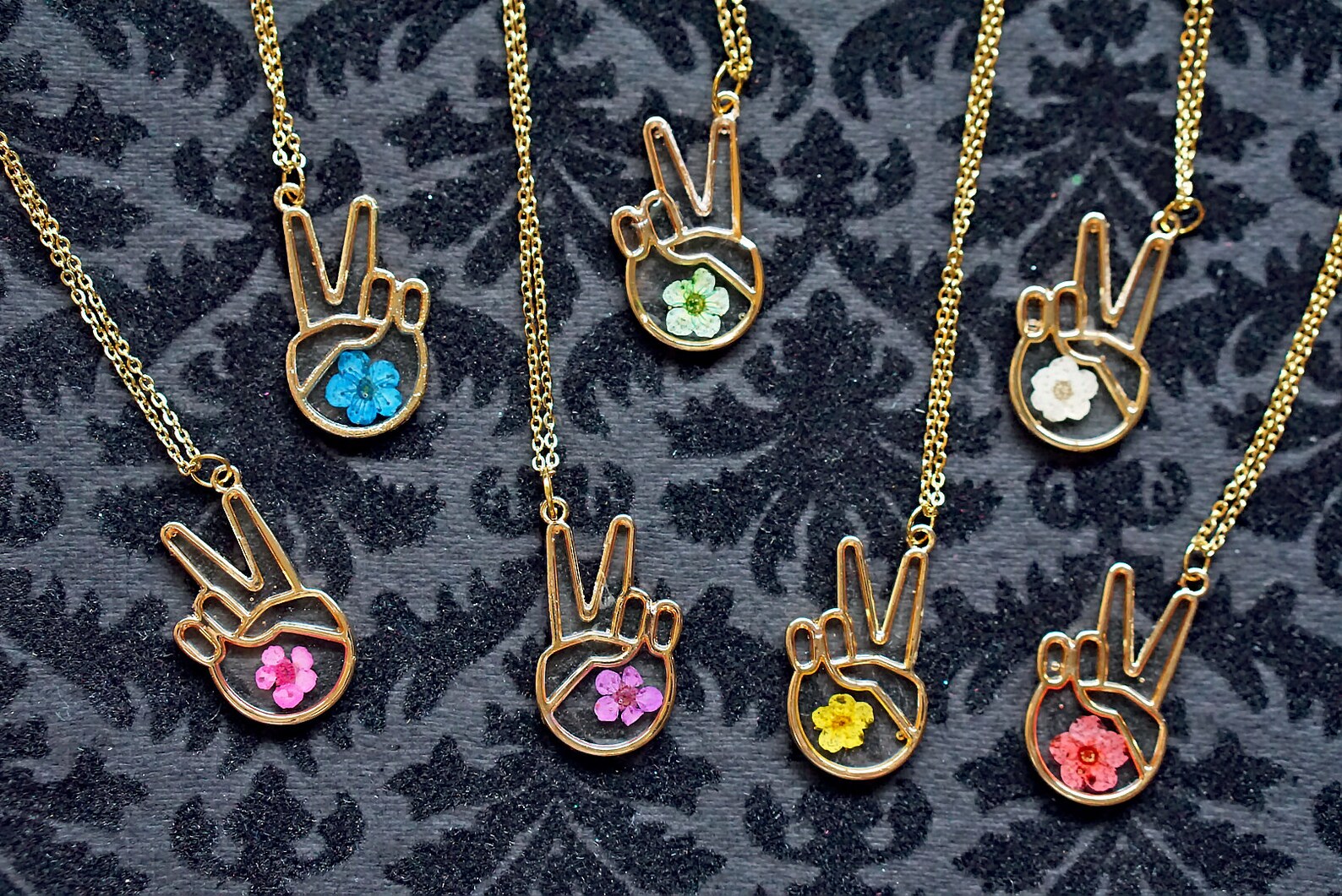 Peace Sign Flower Necklace Gold Peace Sign Pendant Peace - Etsy