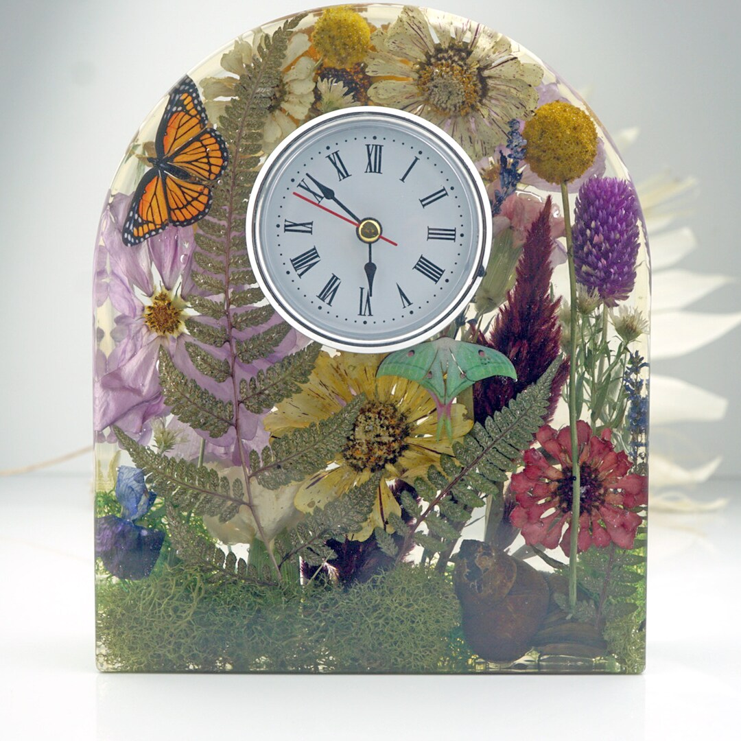 Floral Arch Clock, Terrarium Clock, Real Moss Decor, Dried Flower ...