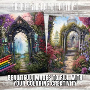 Enchanted Garden Gates Coloring Pages | 50 Magical Gate Designs ...
