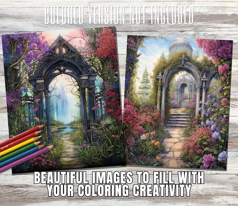 Enchanted Garden Gates Coloring Pages | 50 Magical Gate Designs ...