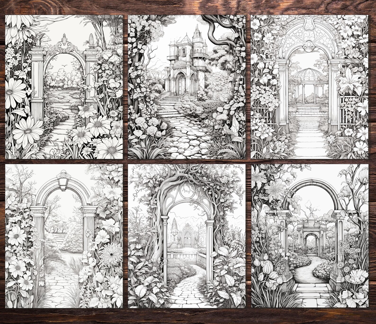 Enchanted Garden Gates Coloring Pages | 50 Magical Gate Designs ...