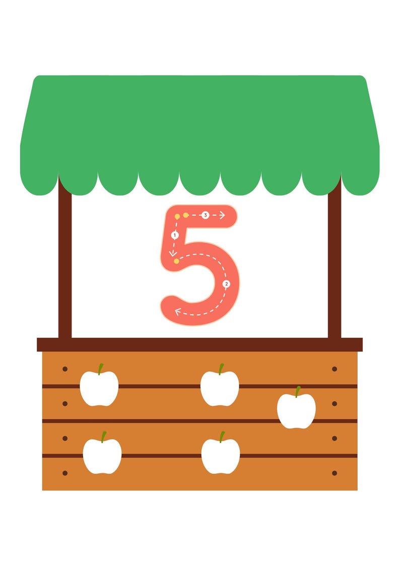 Fruit Stand Number Tracing Worksheet – Preschool Counting Activity ...