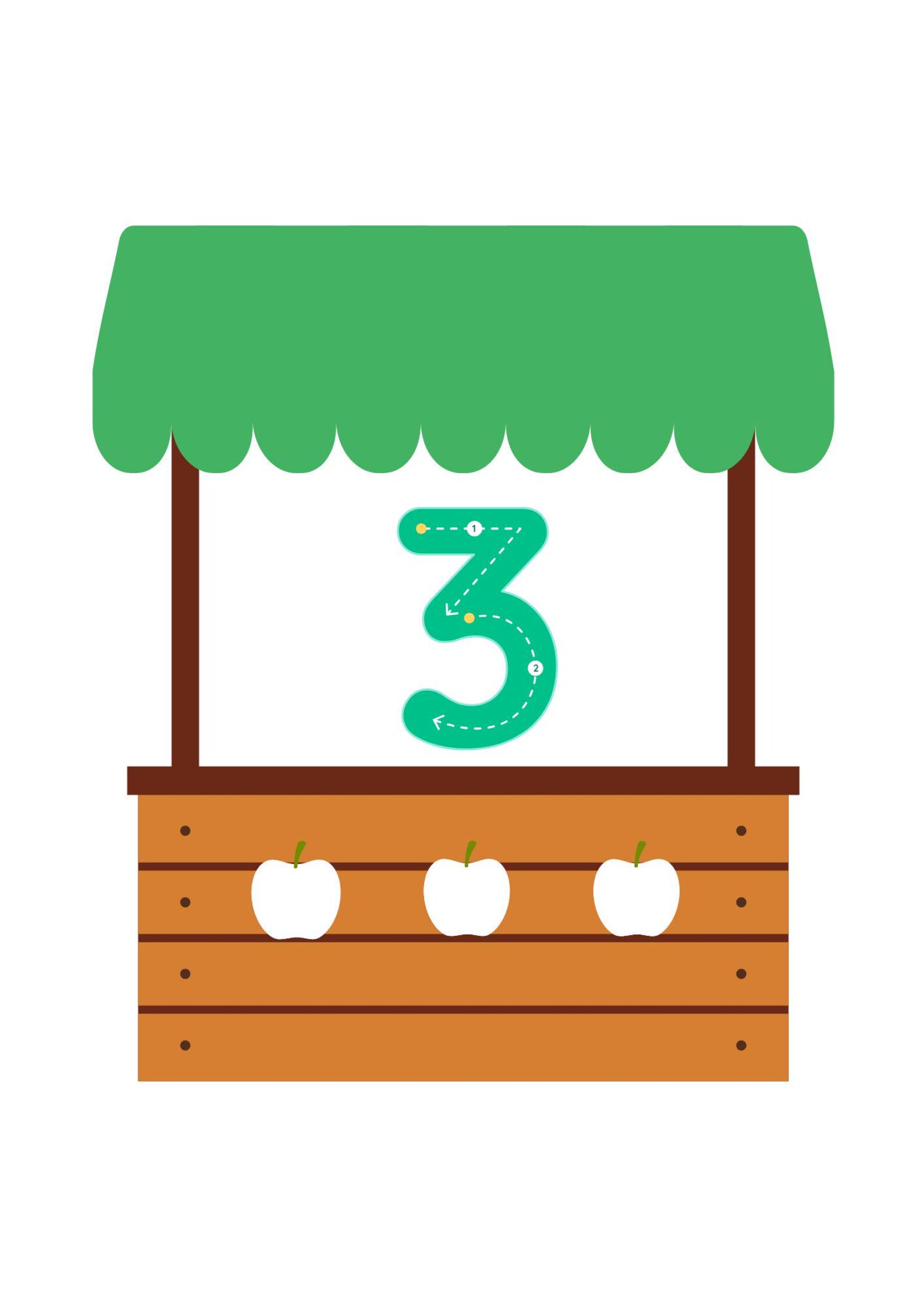Buy Fruit Stand Number Tracing Worksheet – Preschool Counting Activity ...