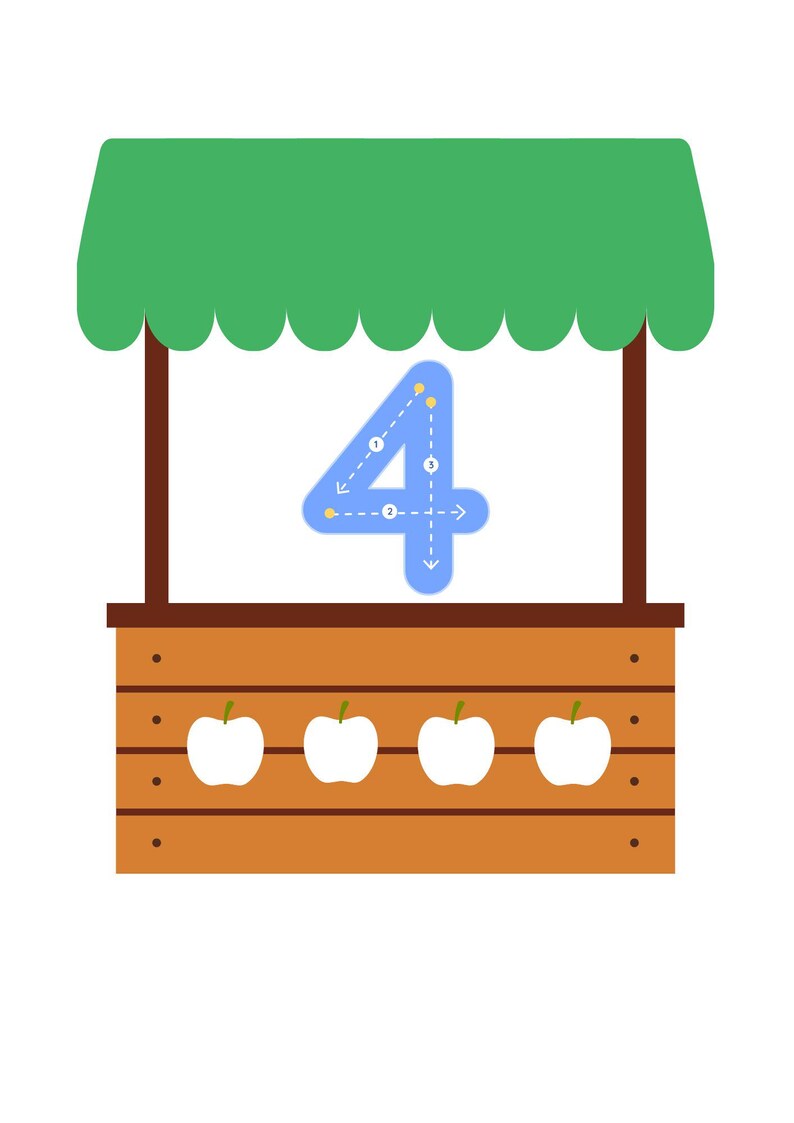 Buy Fruit Stand Number Tracing Worksheet – Preschool Counting Activity ...