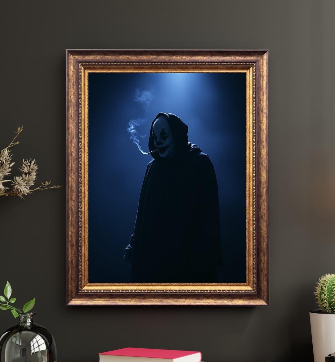 Clown Smoking a Cigarette Poster / Gothic Art / Halloween / Creepy ...
