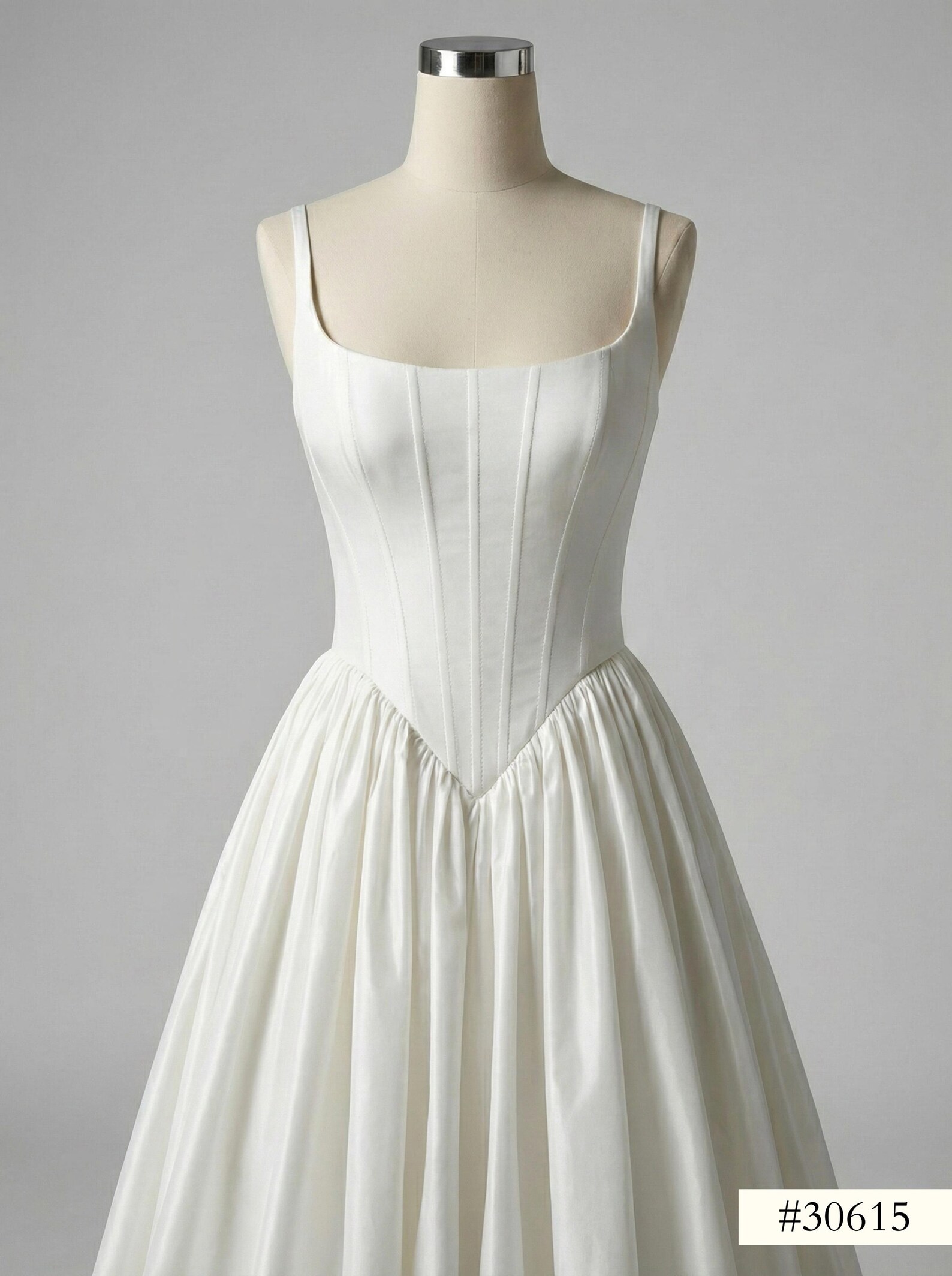 Taffeta Basque Corset Wedding Dress, Sculpting Soft Square Neck Bridal ...