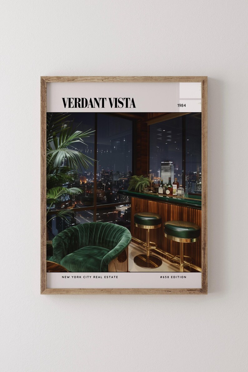 Verdant Vista | Luxury 1980s Interior Design Magazine Poster, Vintage 80s Wall Art Print, Retro ...