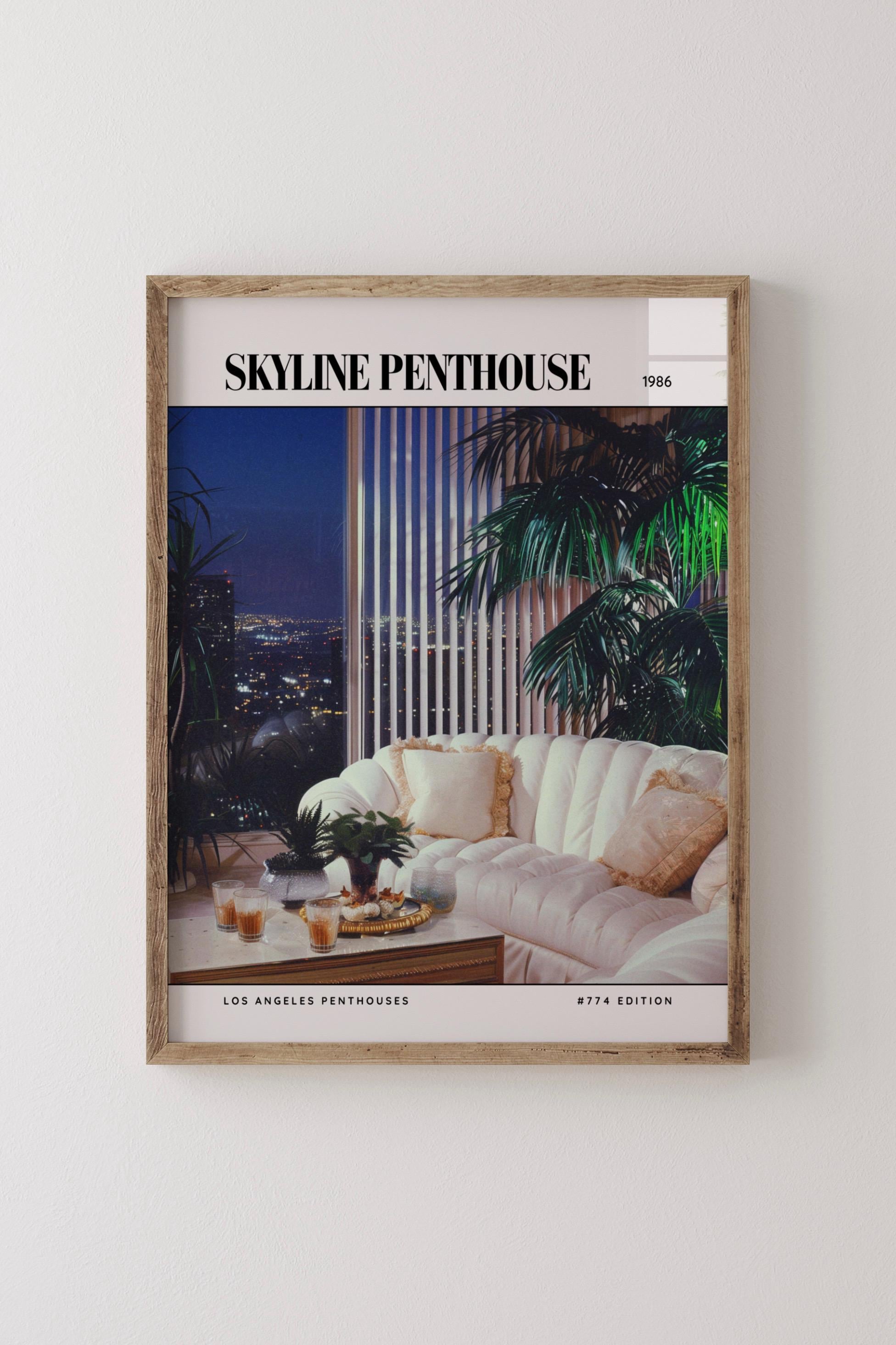 Skyline Penthouse | Luxury 1980s Interior Design Magazine Poster, Vintage 80s Wall Art Print ...