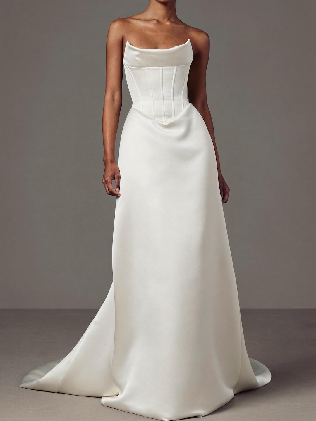Celestine | Silk Duchess Satin Wedding Dress, Strapless Corset Bridal ...