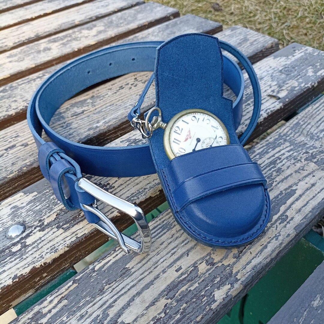 Leather Case for Pocket Watches and Belt Set, Classic Style - Etsy