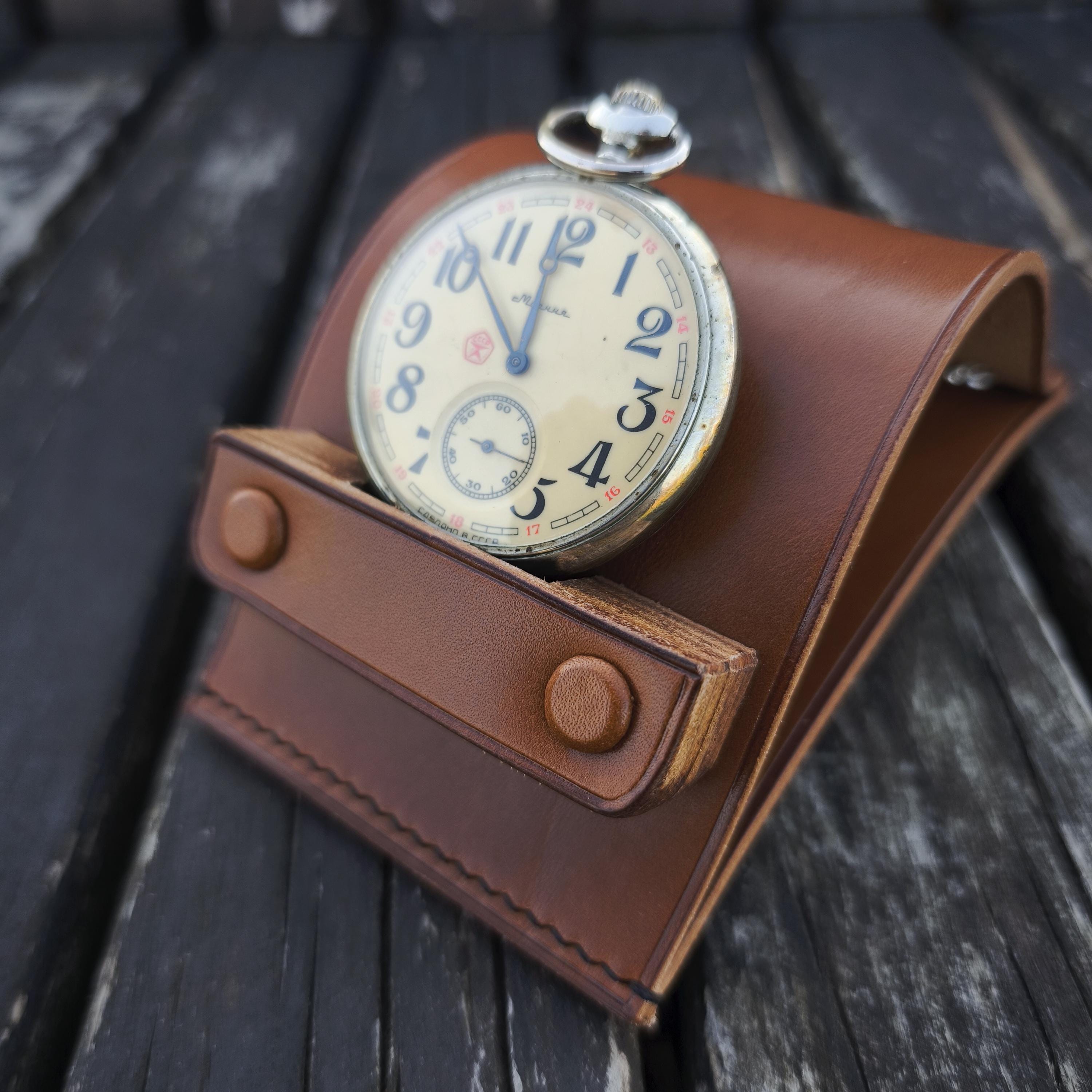 Handmade Leather Stand for Pocket Watches: Display Accessory - Etsy