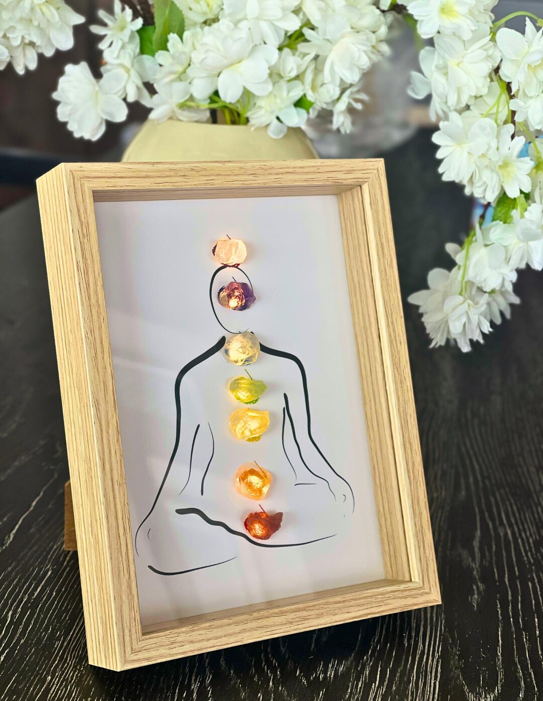 7 Chakra Shadow Box With 3 Light Effects, Raw Crystals on a Sacred ...