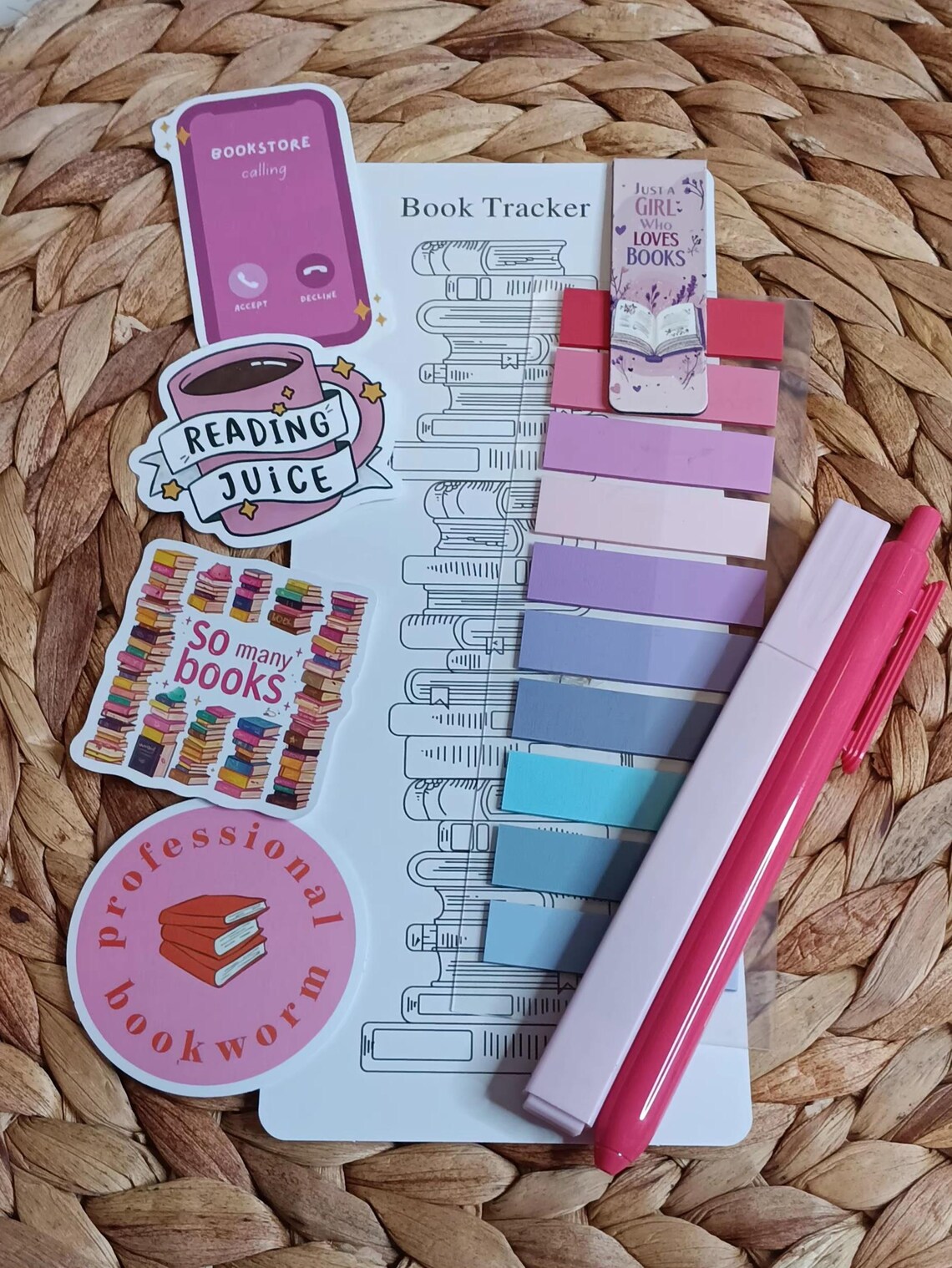 Book Annotation Set: Reading Log, Tabs, Bookmark, Pen & Stickers - Etsy