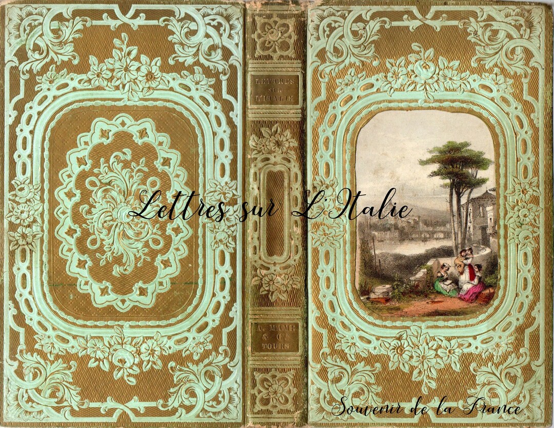 Antique French Faux Book Cover - 'lettres Sur L'italie' From 1851 - US ...