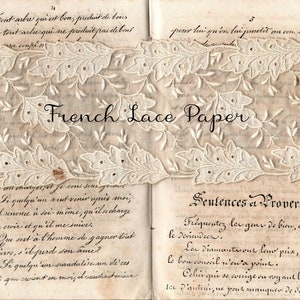 French Documents Set 9 - Antique Book Pages With French Lace- US Letter ...