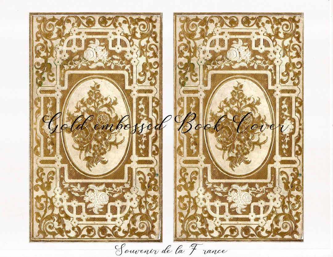 Antique French Faux Book Cover - White With Gold Embossing - Etsy