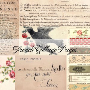 Pink French Collage Kit No. 2 - Five Pages for Journals and Ephemera ...