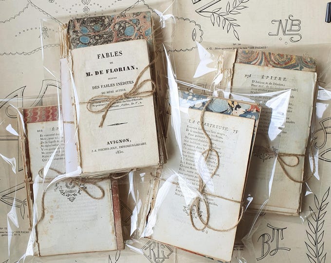 French Antique Rag Book Page Packs From 1700 and 1800's - Double and ...