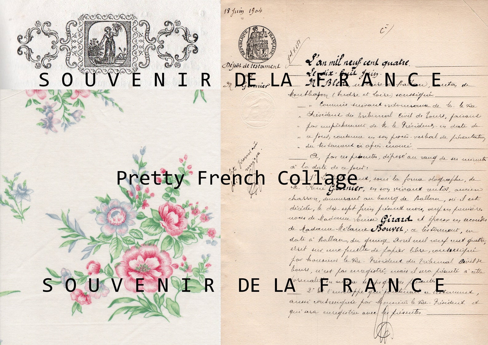 Five French Printable Collage Sheets - Landscape Format - Etsy