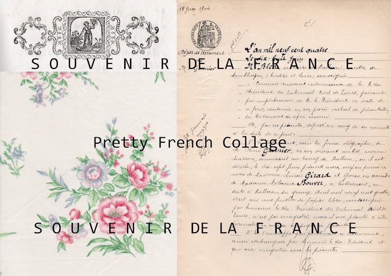 Five French Printable Collage Sheets - Landscape Format - Etsy
