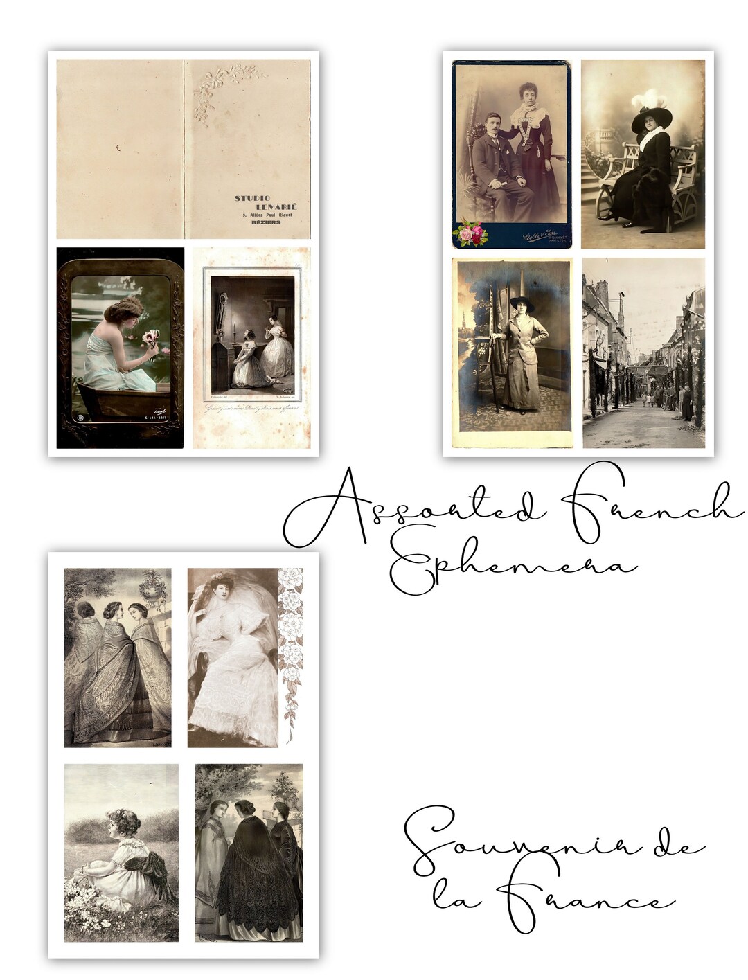 Assorted French Ephemera - for Copypaper Print on HIGH Setting for Best ...