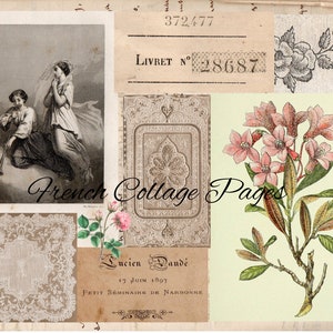 French Collage Kit No. 1 - Five Pages for Journal and Ephemera Making ...