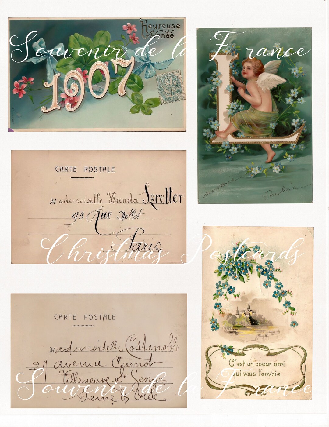 French Christmas Postcards - Set 3 - Etsy