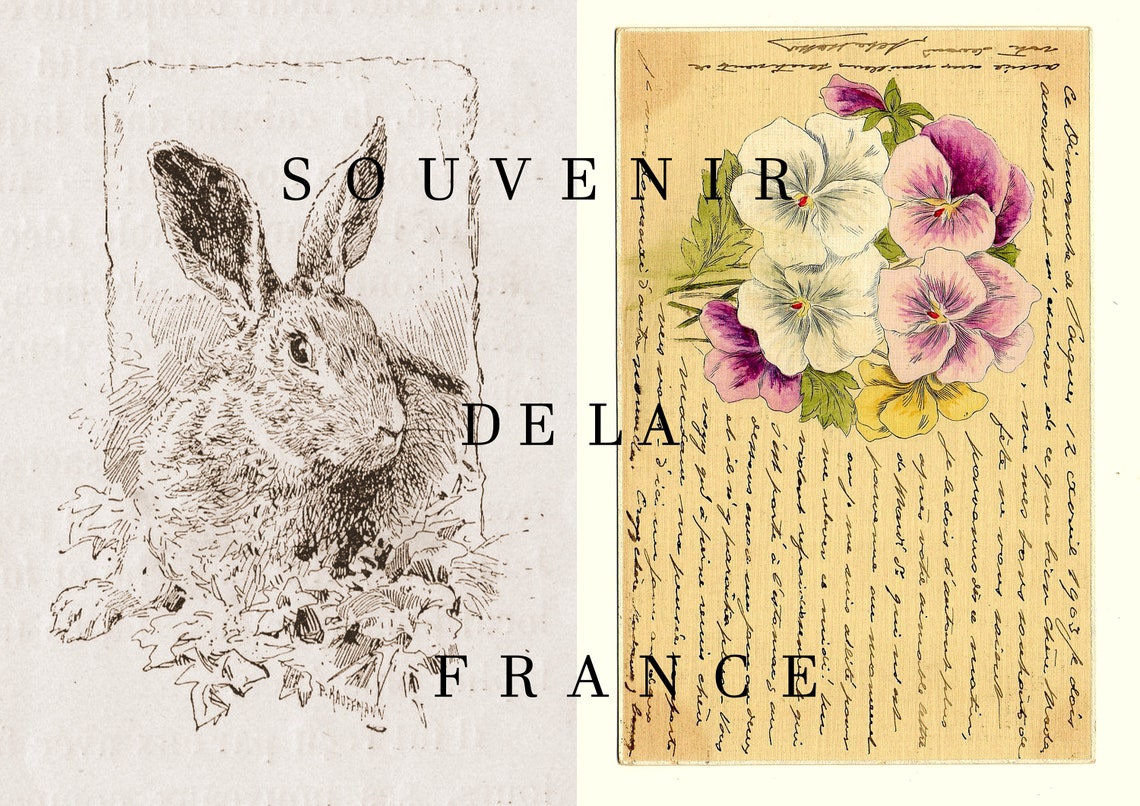 Spring Elements in French Ephemera Printables for A5 Size - Etsy