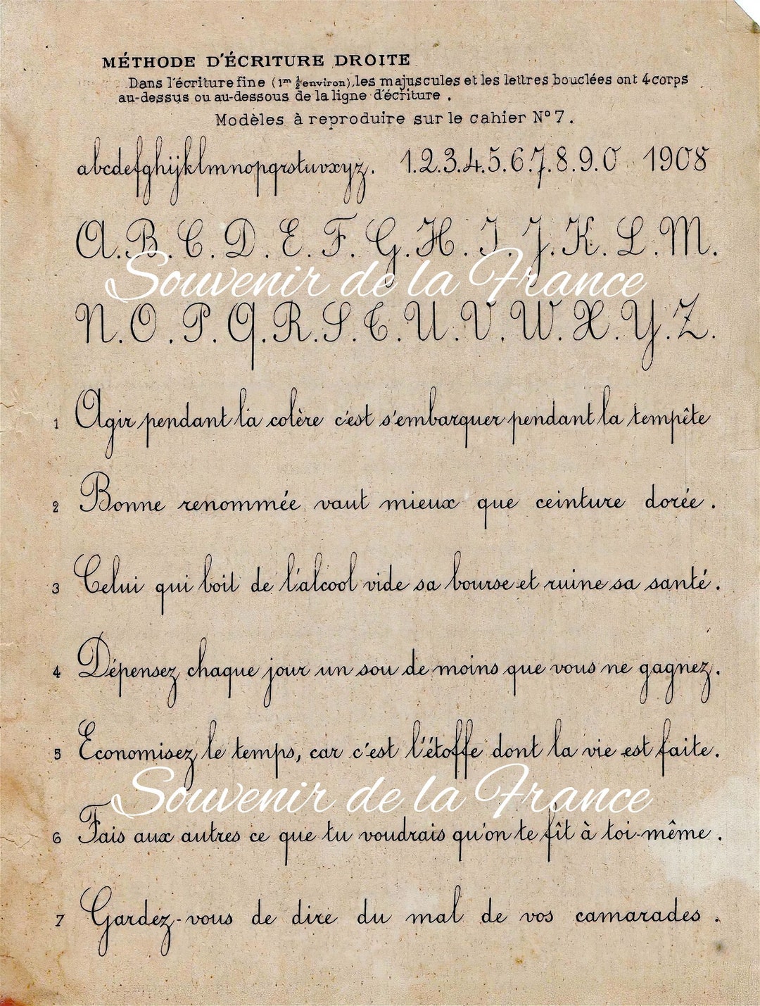 French Ephemera Printable - French Calligraphy Portrait - Etsy