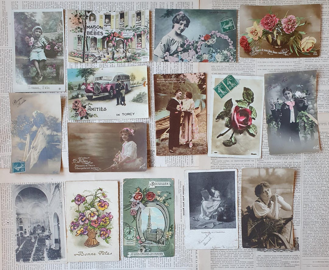 Set of 15 French Postcards - Early 1900s - Etsy