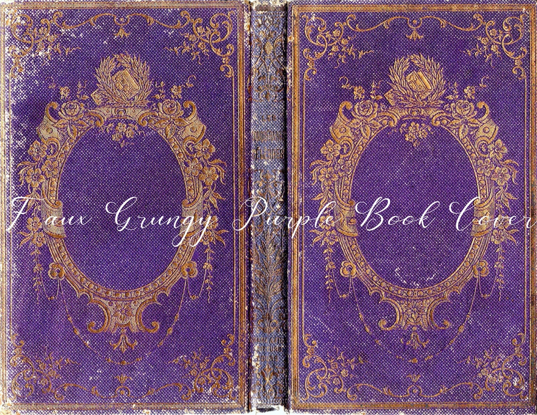 Antique French Faux Grungy Purple Book Covers - Landscape Format - Etsy