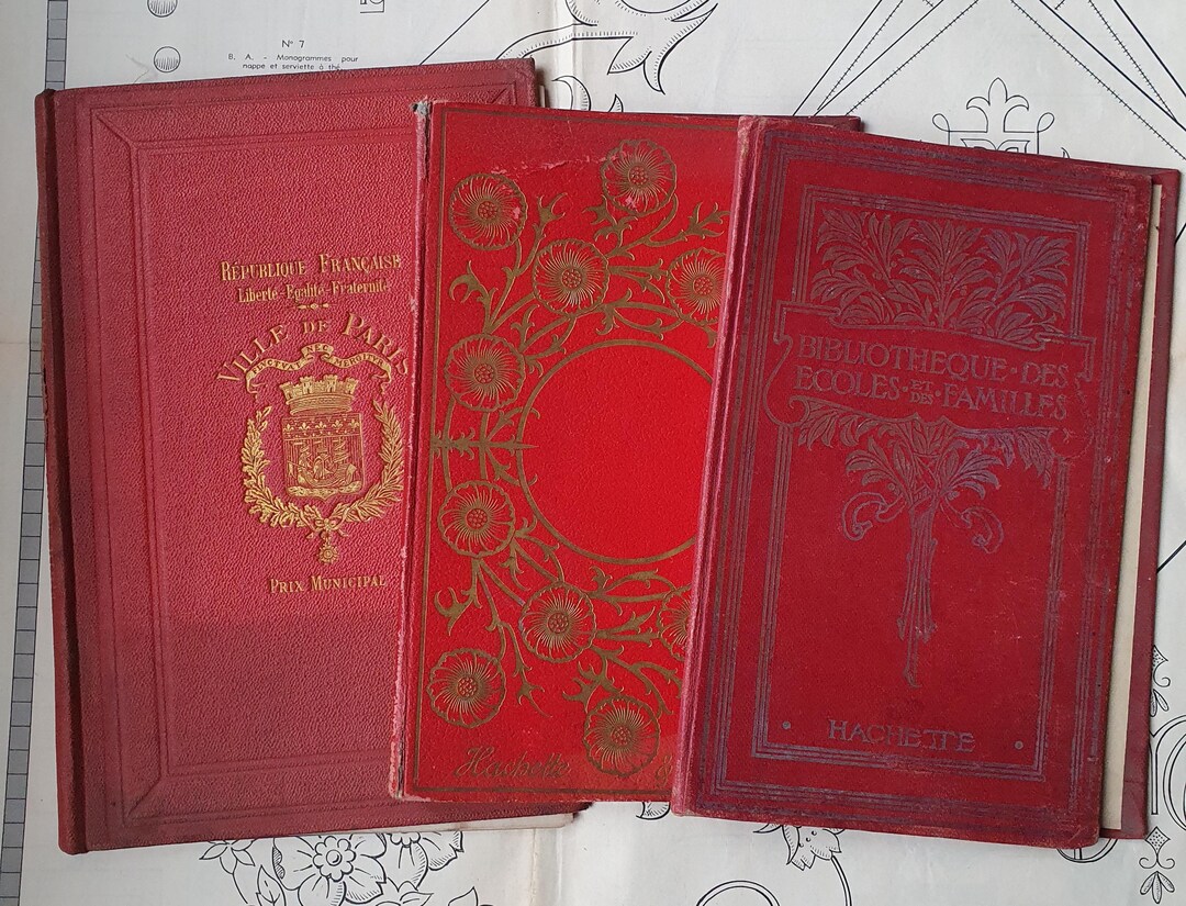 Set of Three Large French Book Covers - 10"x6 1/2" - 8 3/4"x5 1/2" - 8 ...