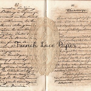 French Documents Set 9 - Antique Book Pages With French Lace- US Letter ...
