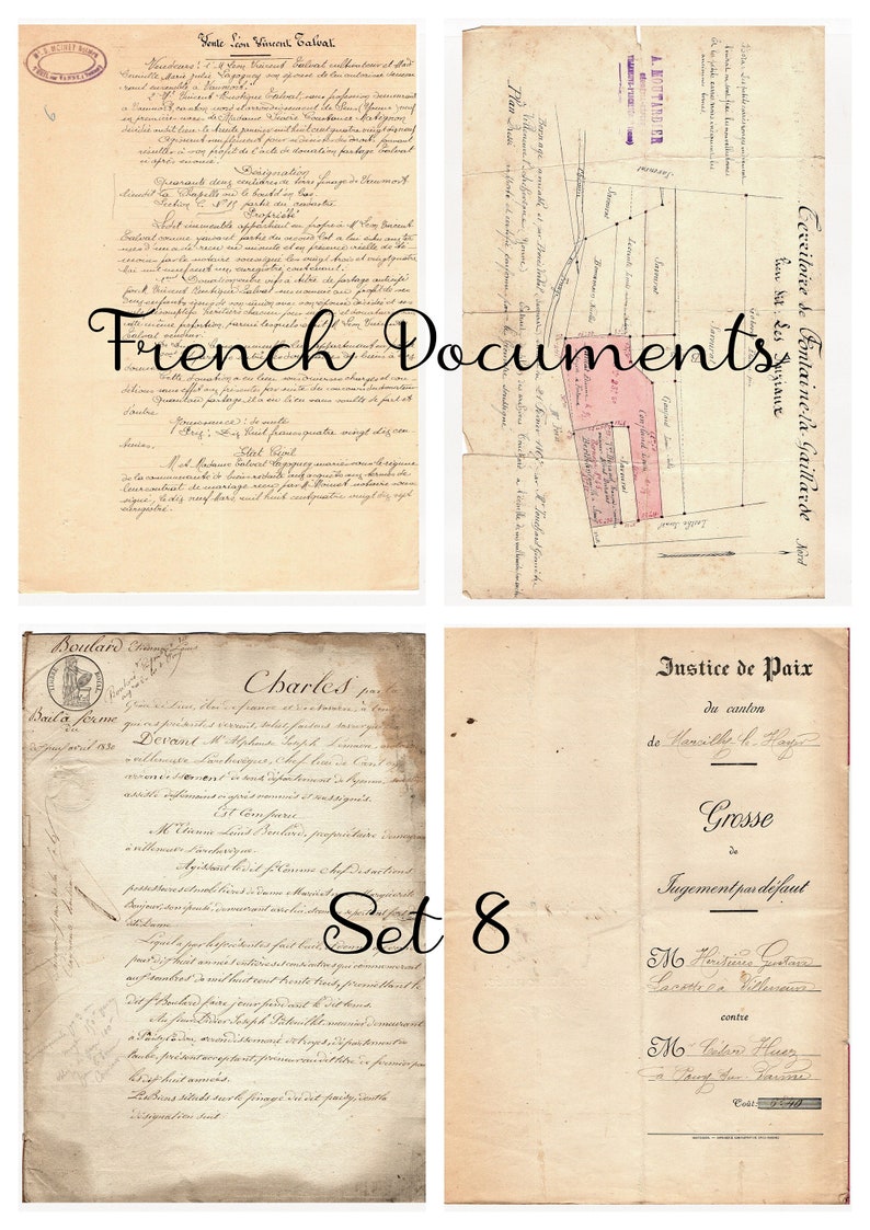 French Documents Set 8 - 12 Pages US Letter Size - Mixed Layout Format ...