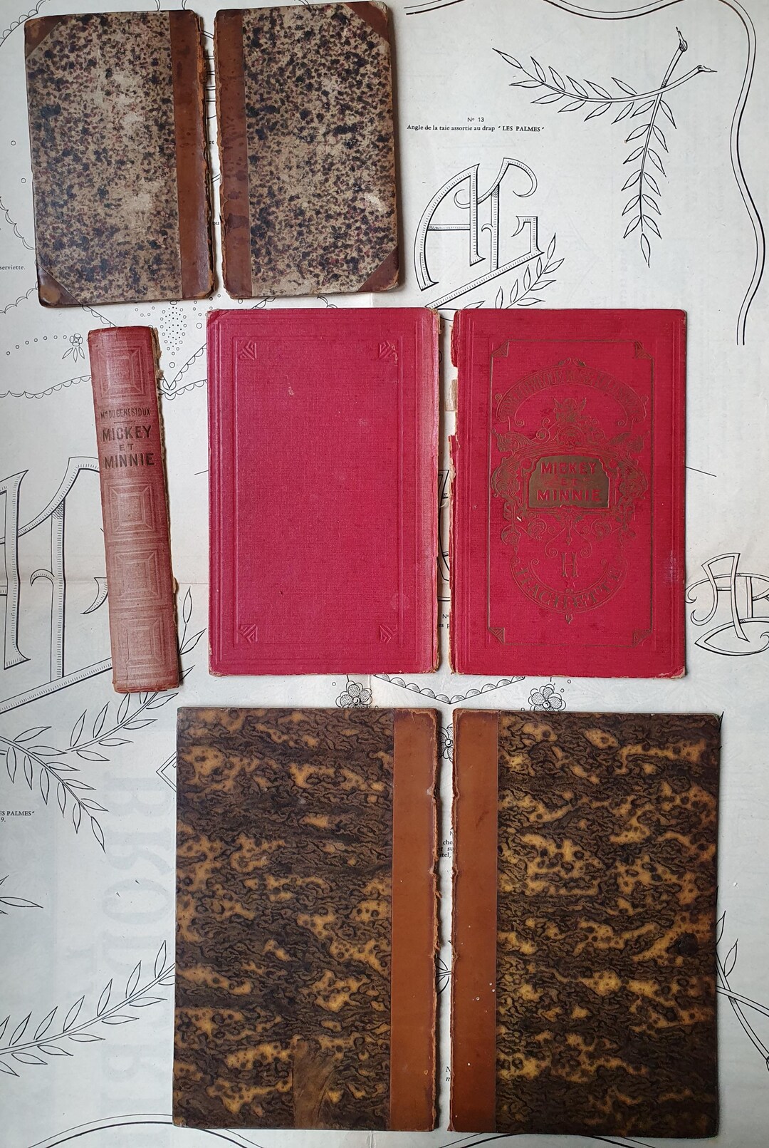 Set of Three Antique French Book Covers Without Spine, Largest is ...