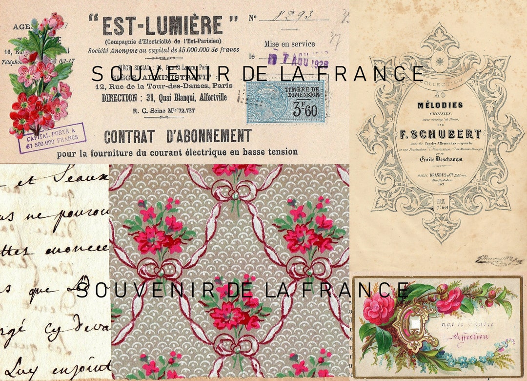 Printables - A French Collage Sheet, a French Textile Sheet and Three ...