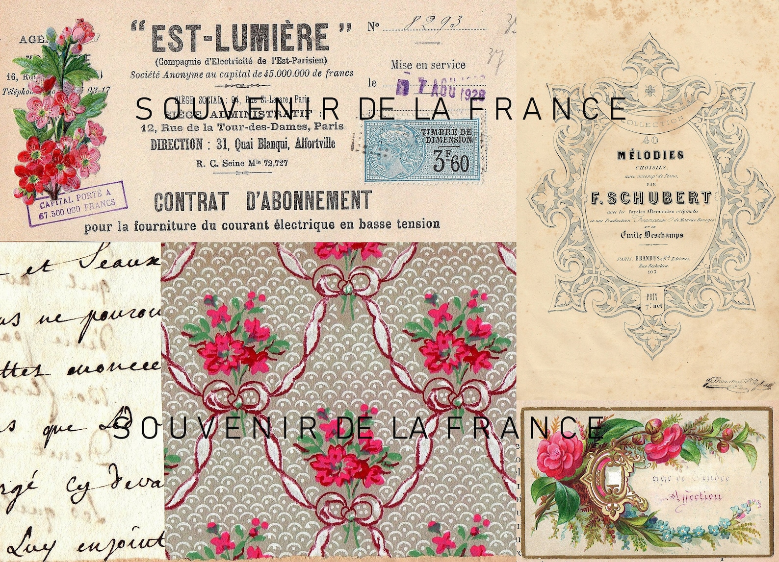 Printables - A French Collage Sheet, a French Textile Sheet and Three ...