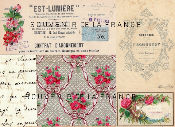 Printables A French Collage Sheet A French Textile Sheet - Etsy