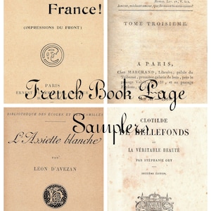Two Sheets, Eight Different French Book Title Pages to Make Samplers ...