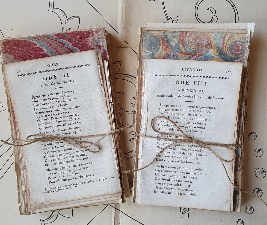 French Antique Rag Book Page Packs From 1700 and 1800's - Double and ...