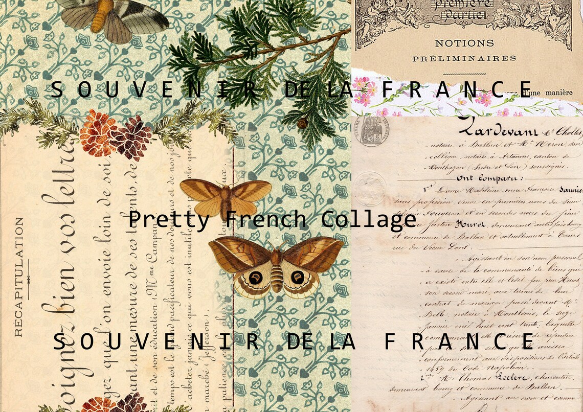 Five French Printable Collage Sheets - Landscape Format - Etsy