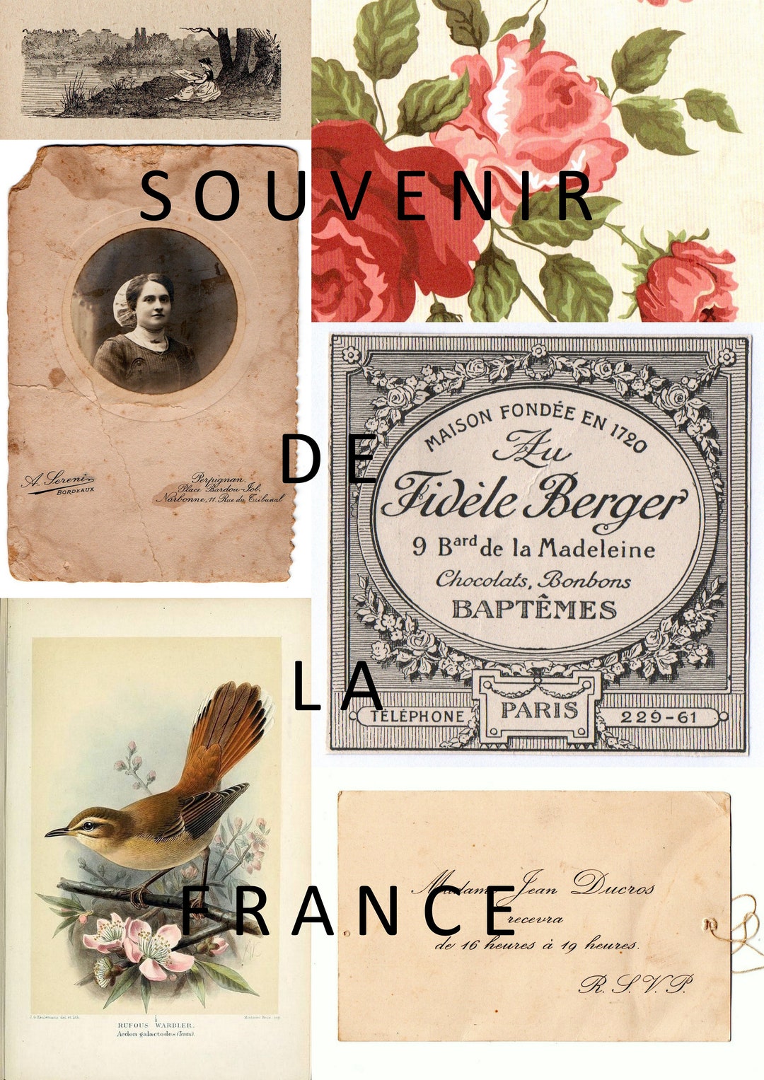 French Ephemera Digital Sheets - a Good Number From Authentic Documents ...