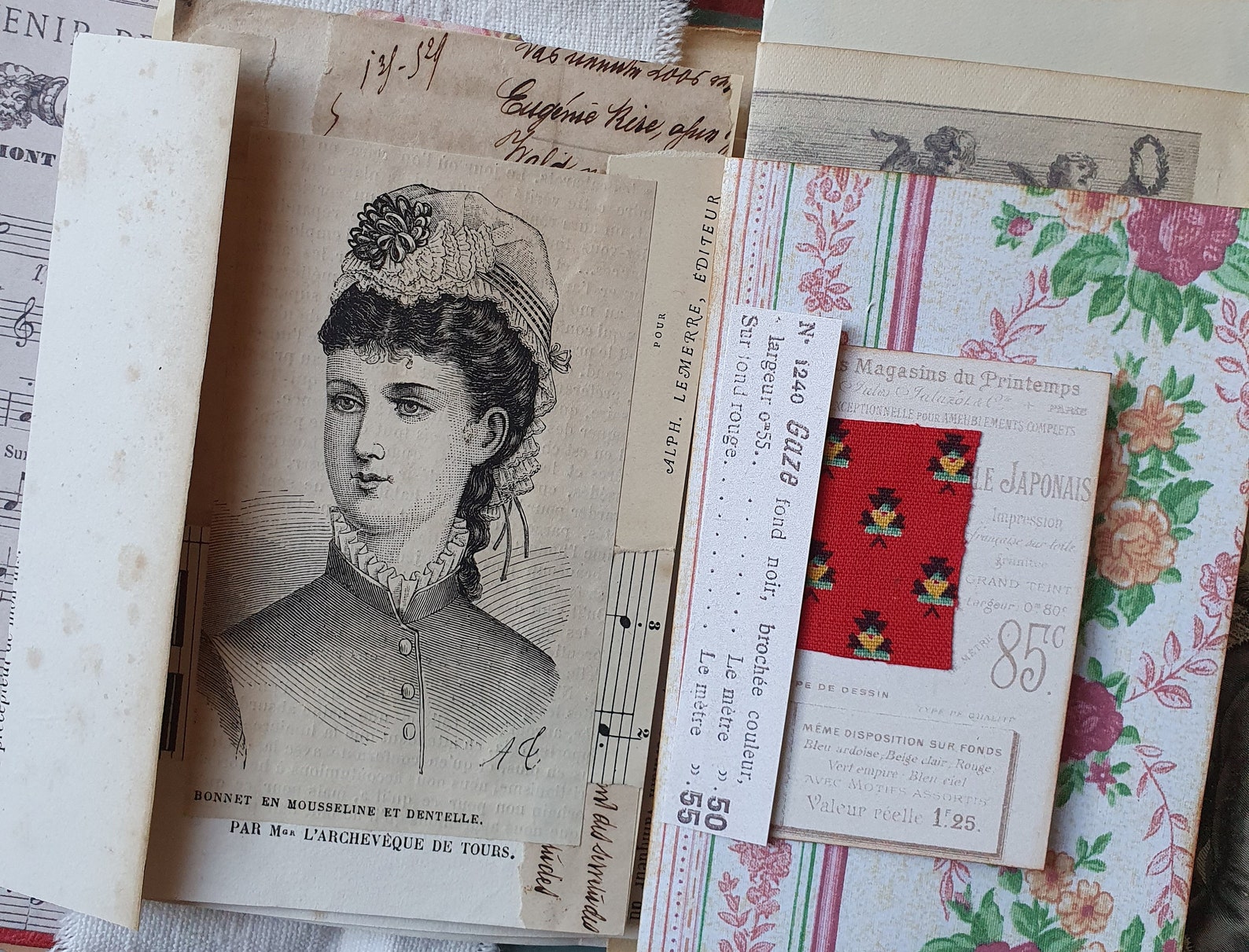 Whimsical - 13 Pages of French Journal and Ephemera Pages - Slim Format ...