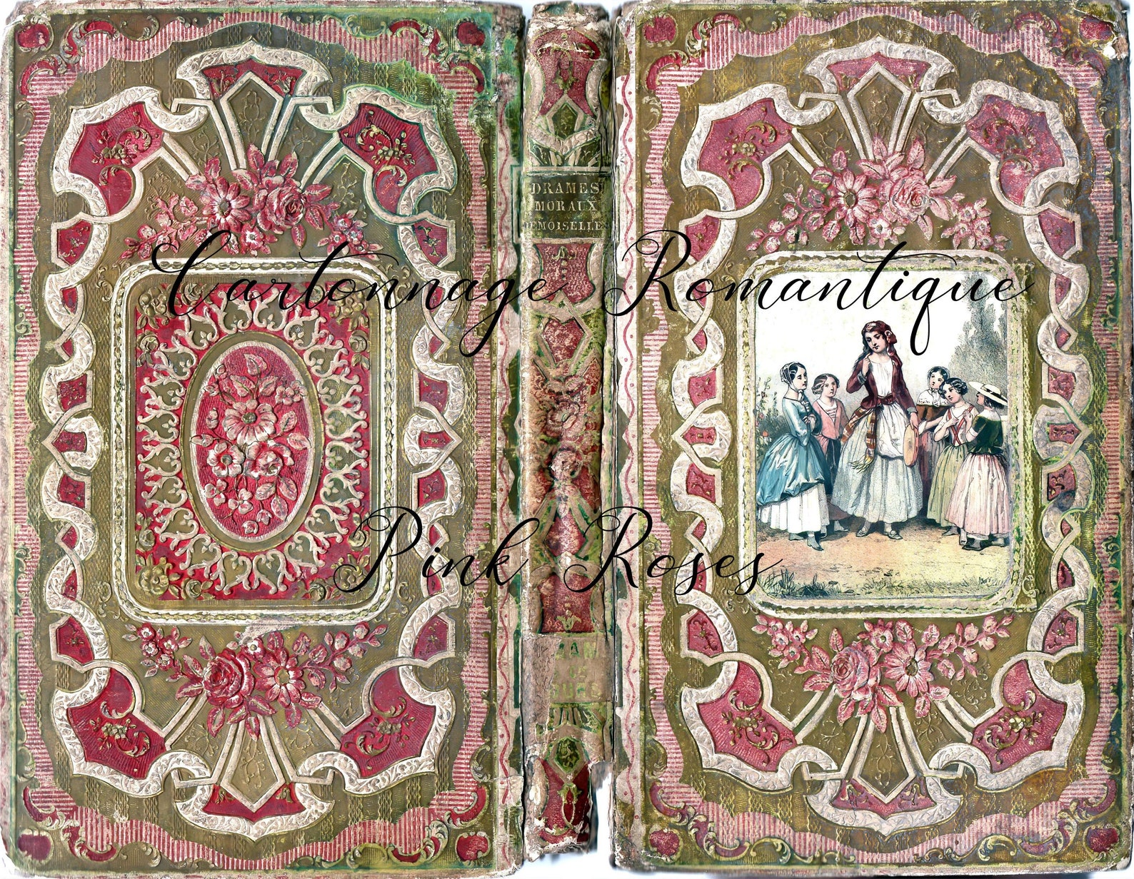 Antique French Faux Book Cover for Junk Journal Cover - Landscape ...