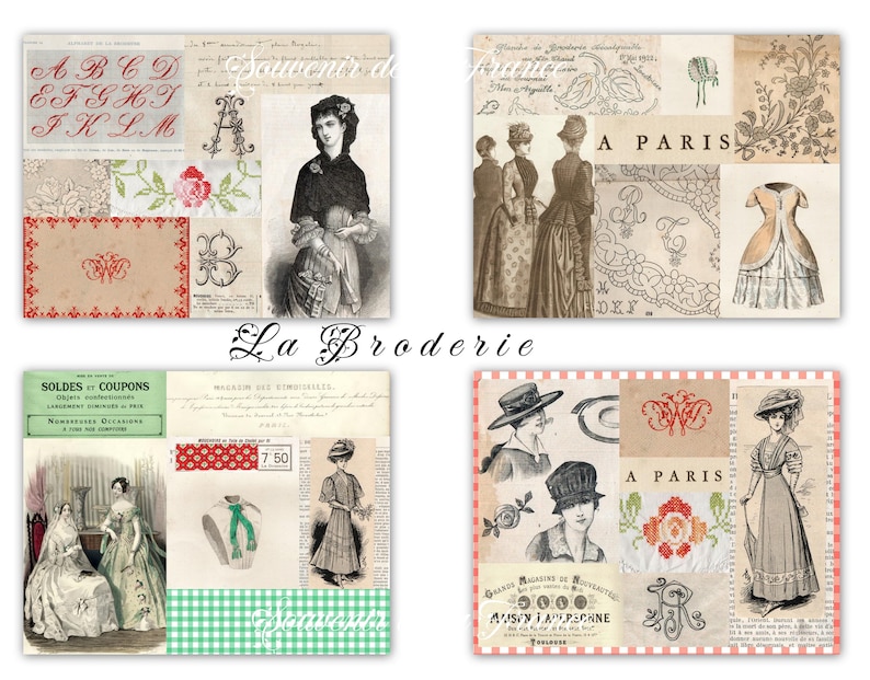 La Broderie - French Collage Kit No. 6 - 16 Pages - US Letter Size ...